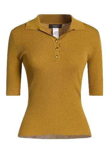 TWINSET Ribbed-knit Buttoned Polo Shirt - Yellow