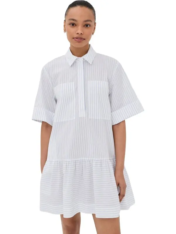 Simkhai Cris Button-up Shirt Dress - White Stripe