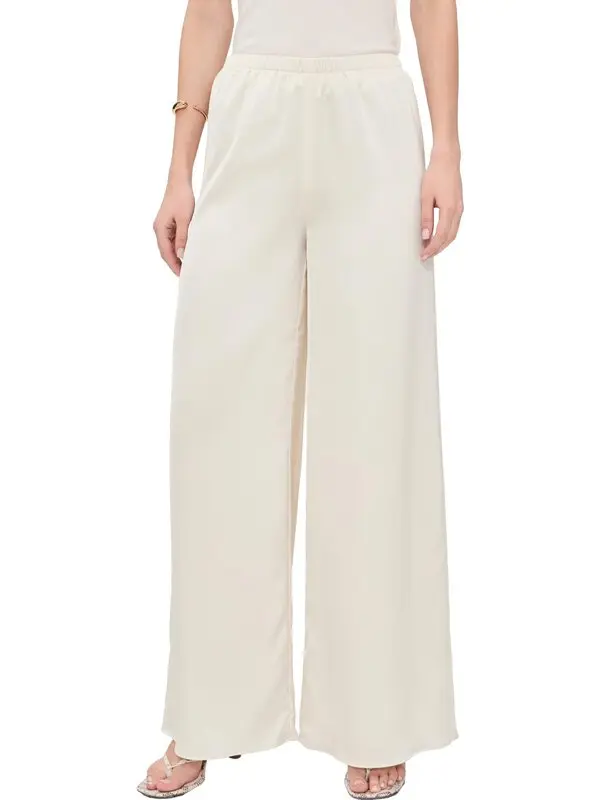 FAVORITE DAUGHTER Satin Wide Leg Pants - Ivory