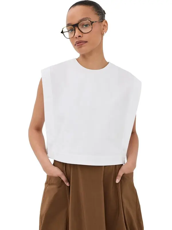 Tibi Cropped Square Blouse - White