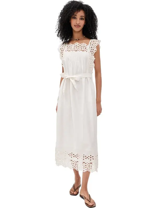 Sea Leila Eyelet Midi Dress - White