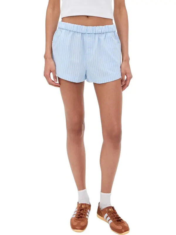 Blanknyc Stripe Pattern Shorts - Sky Dive/blue