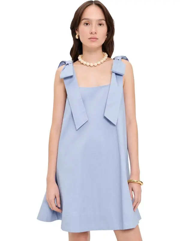 English Factory Bow Sleeveless Mini Dress - Powder Blue