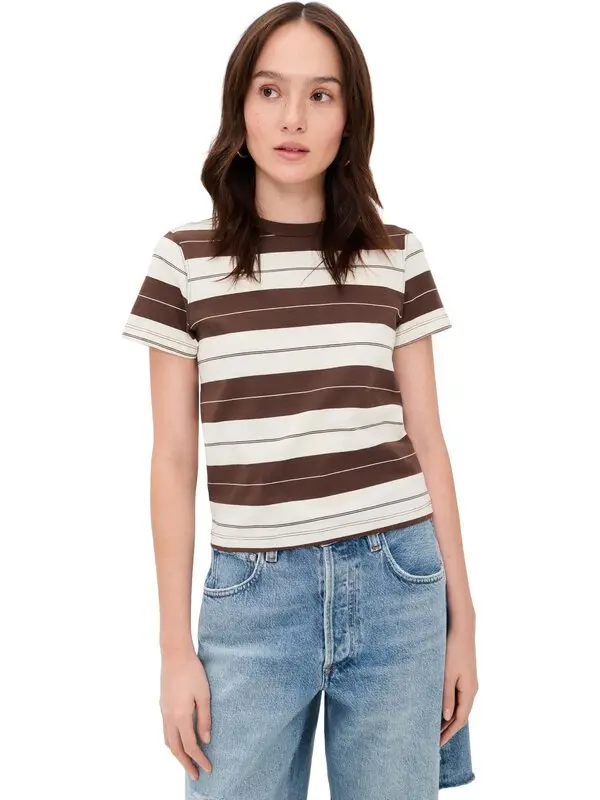 DAZE Zuma Short Sleeve Crew Neck Tee - Chocolate Stripe