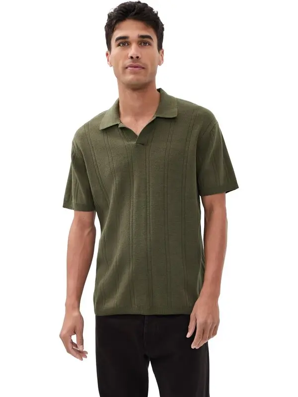 Taylor Stitch The Valencia Sweater Polo - Cilantro Rib