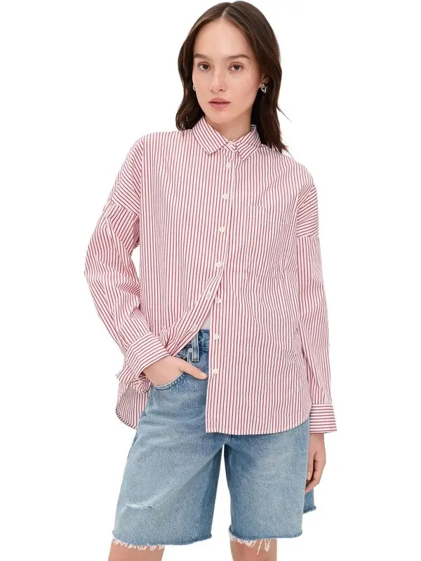 ALEX MILL Jo Striped Shirt - White/red Stripe