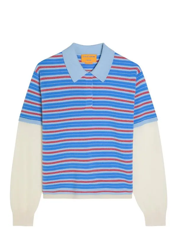 Guest In Residence Layered Striped Cashmere Rugby Jumper - Blue