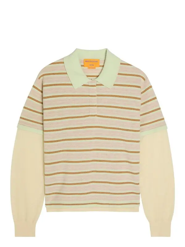 Guest In Residence Layered Striped Cashmere Rugby Jumper - Yellow