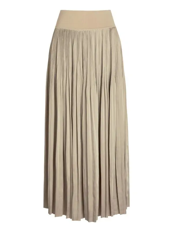 JOSEPH Pleated Satin Midi Skirt - Beige