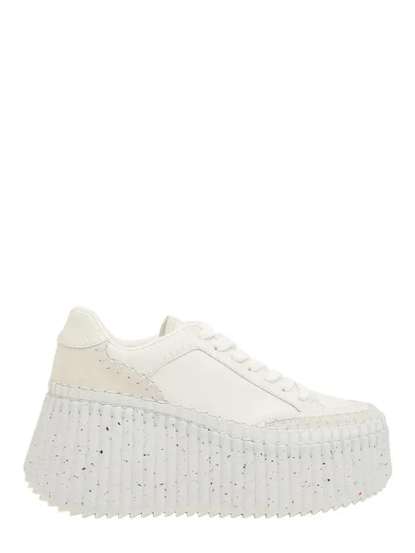 Chloé Nama Panelled Leather Flatform Sneakers - White