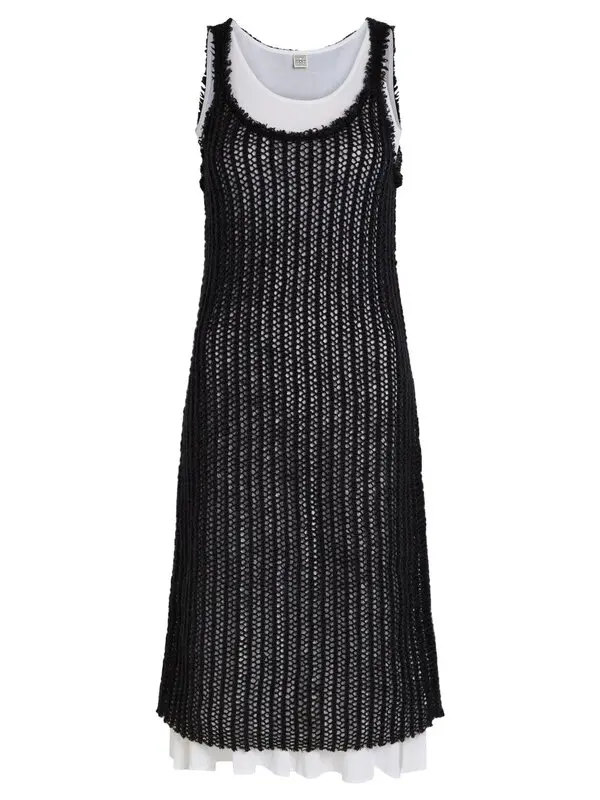 TOTEME Layered Mohair-blend Midi Dress - Black