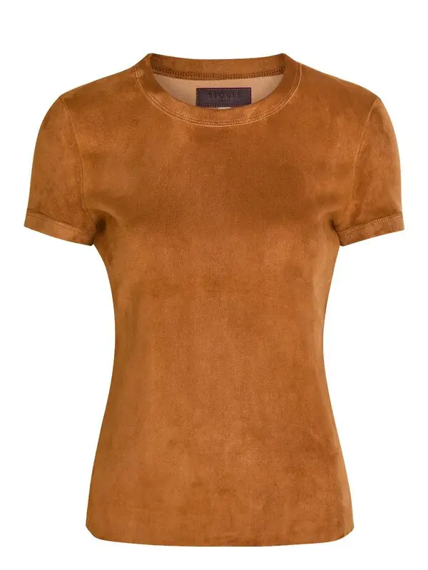 Stouls Stretch-suede T-shirt - Tan