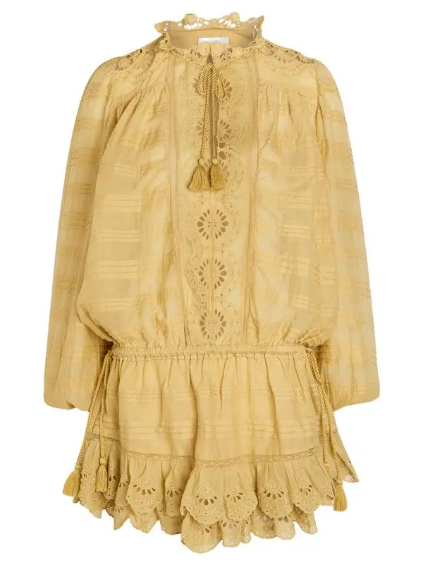 Isabel Marant Embroidered Cotton Mini Dress - Yellow