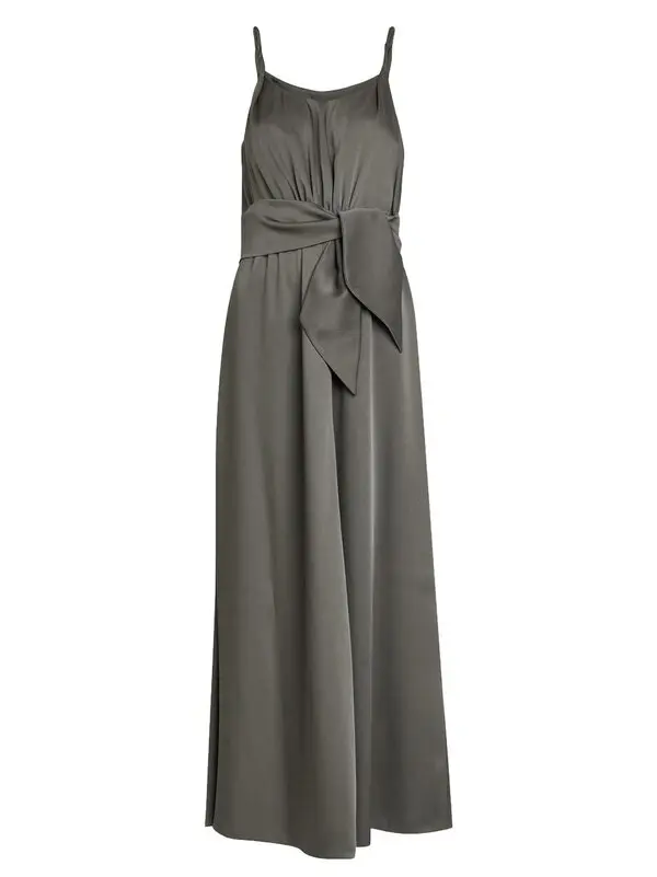 Emporio Armani Tie-waist Crepe De Chine Maxi Dress - Dark Grey