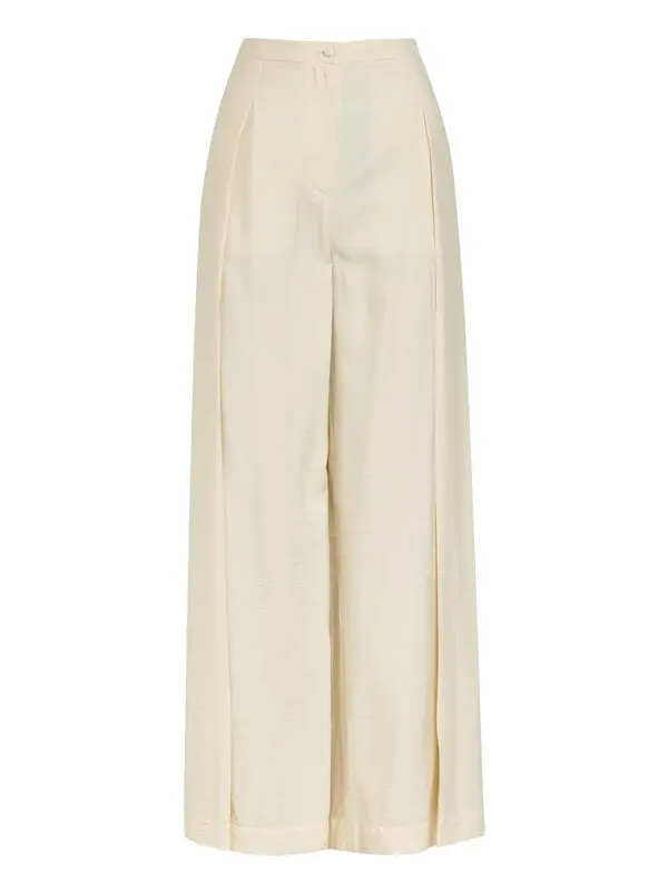 Emporio Armani Pleated Wide-leg Trousers - Cream