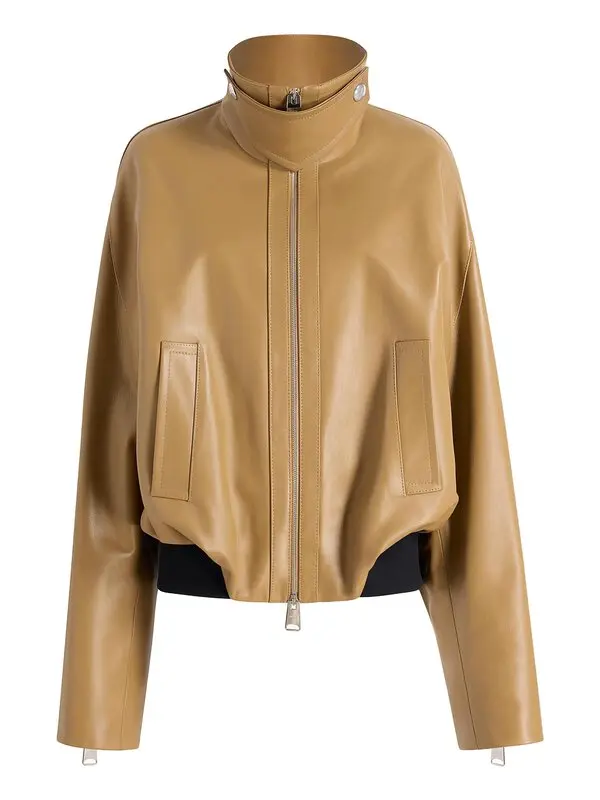 Khaite Hamett Leather Bomber Jacket - Golden Ochre