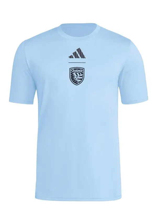 Adidas San Jose Earthquakes Short Sleeve Pregame T-shirt - Bahia Light Blue / Mls-sje-sj5
