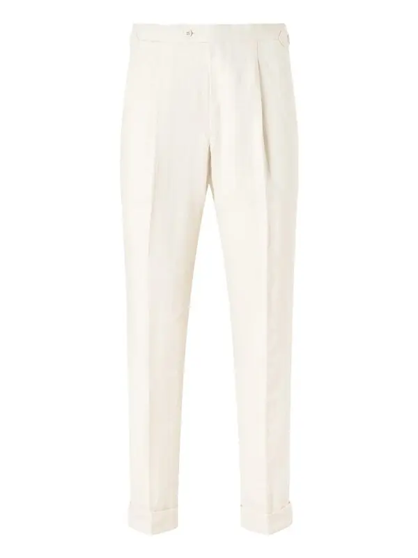 SAMAN AMEL Amie Straight-leg Wool, Silk And Linen-blend Suit Trousers - Neutrals