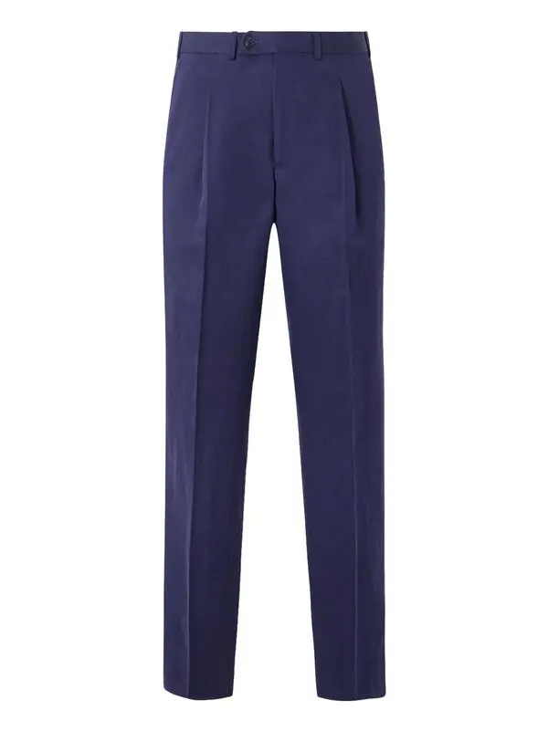 SAMAN AMEL Amo Straight-leg Pleated Suit Trousers - Blue