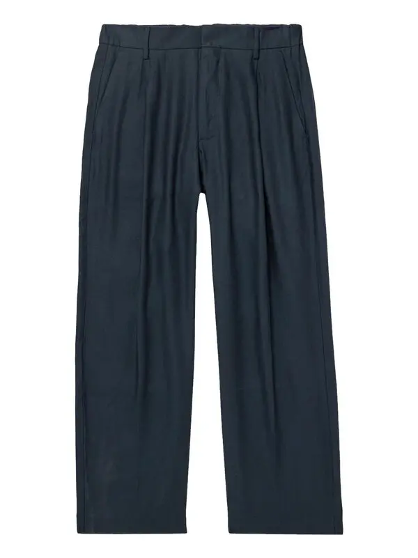 Nn07 Kay 10037 Straight-leg Pleated Woven Trousers - Blue