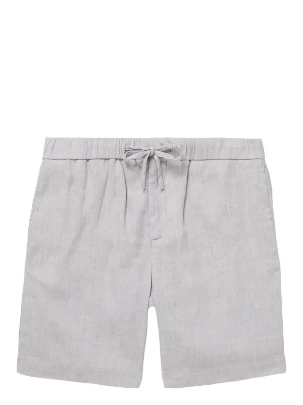 Frescobol Carioca Felipe Straight-leg Linen And Cotton-blend Drawstring Shorts - Gray