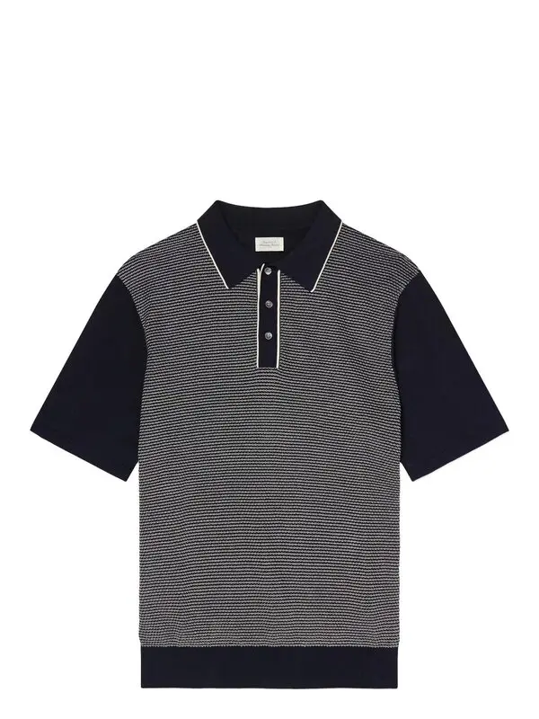 Hartford Jacquard-knit Cotton Polo Shirt - Blue