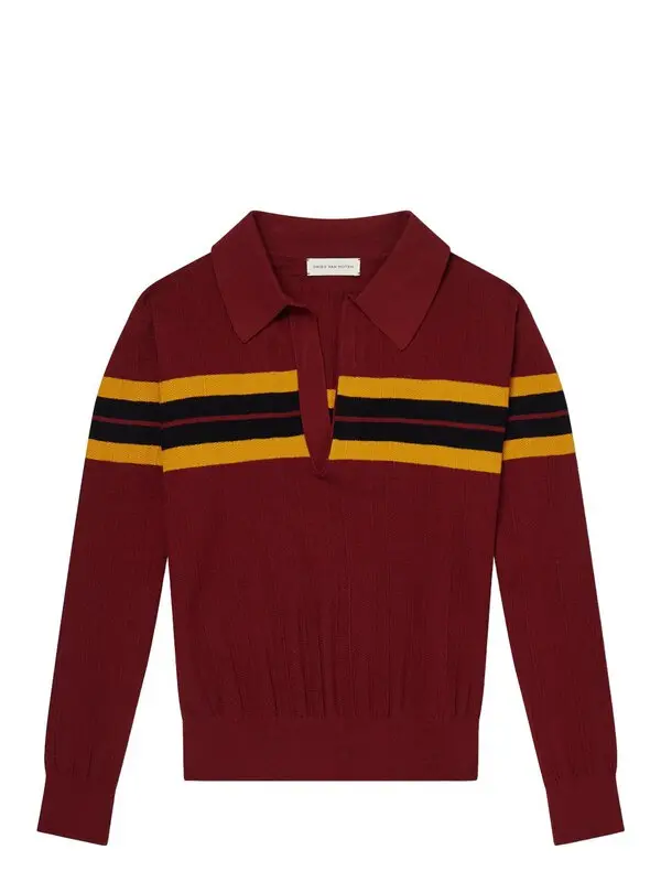 Dries Van Noten Maona Knitted Polo Sweater - Red
