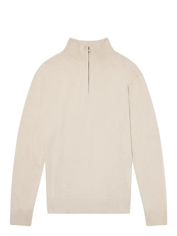 Hartford Cotton And Cashmere-blend Half-zip Sweater - Neutrals