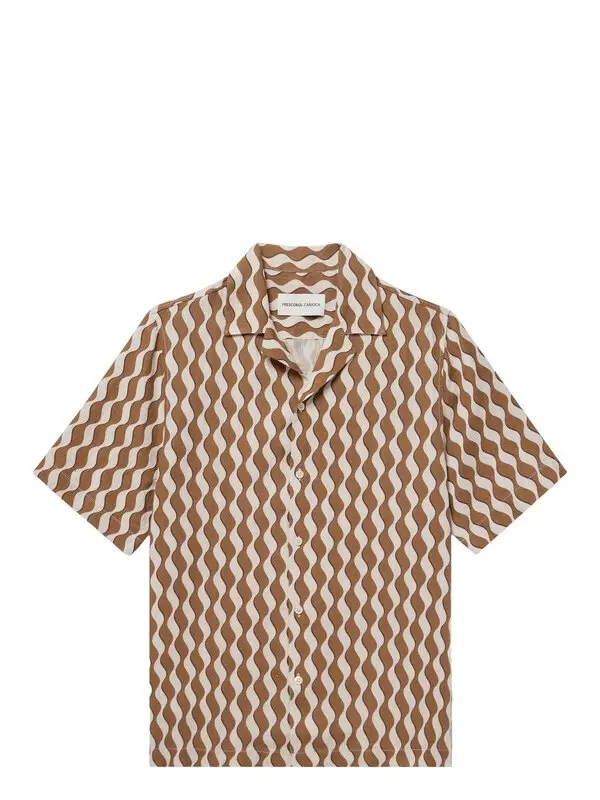 Frescobol Carioca Roberto Camp-collar Printed Linen Shirt - Neutrals