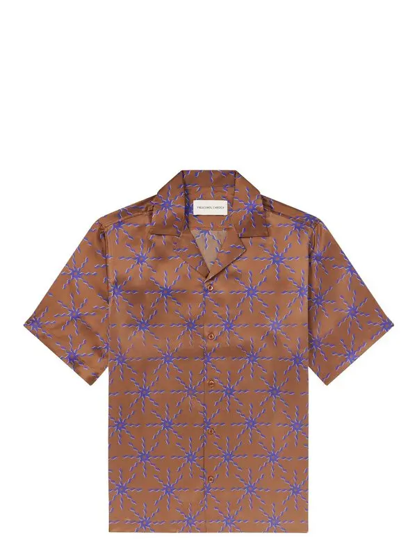 Frescobol Carioca Roberto Printed Silk Shirt - Brown