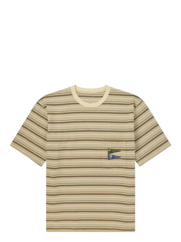Kapital Logo-appliquéd Striped Cotton-jersey T-shirt - Neutrals