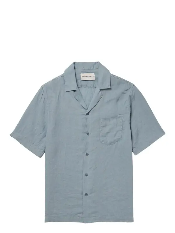 Frescobol Carioca Angelo Camp-collar Linen Shirt - Blue