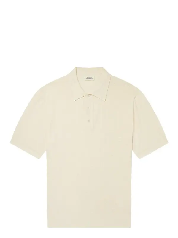 Hartford Pointelle-knit Cotton Polo Shirt - Neutrals