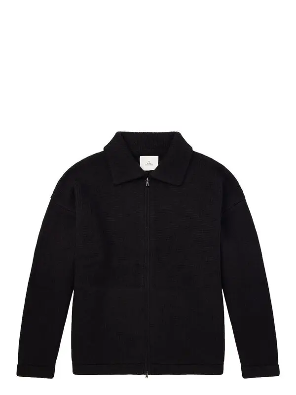 THE ELDER STATESMAN Cashmere Zip-up Sweater - Black