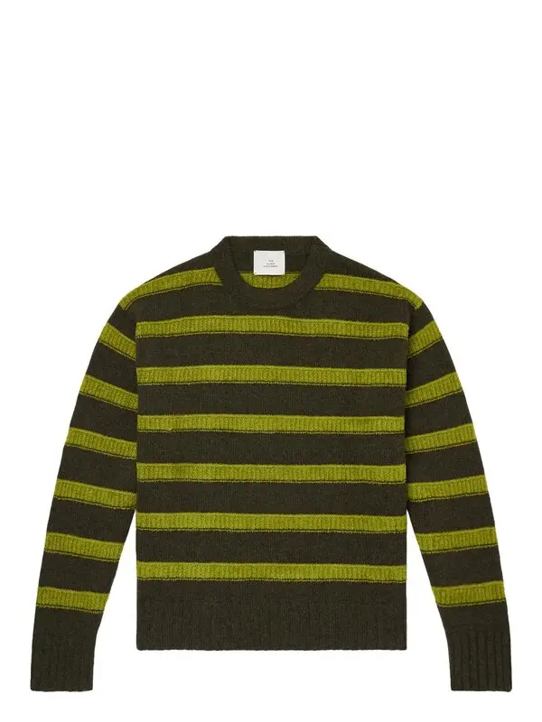 THE ELDER STATESMAN Ridgeline Striped Cashmere-blend Sweater - Green