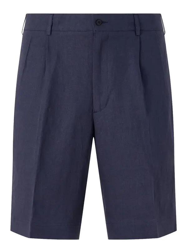 Rubinacci Straight-leg Linen Shorts - Blue