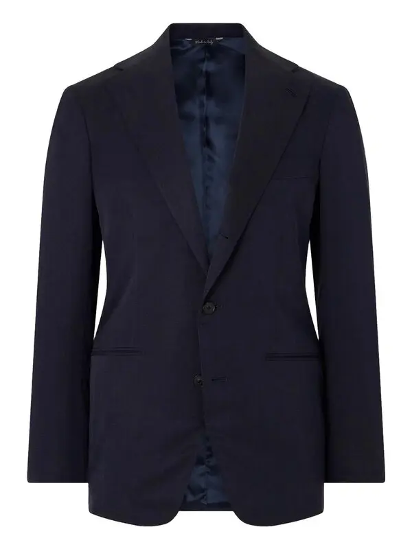 SAMAN AMEL Slim-fit Silk And Linen-blend Suit Jacket - Blue