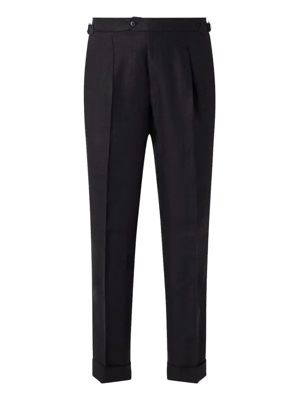 SAMAN AMEL Amie Straight-leg Linen Suit Trousers - Black