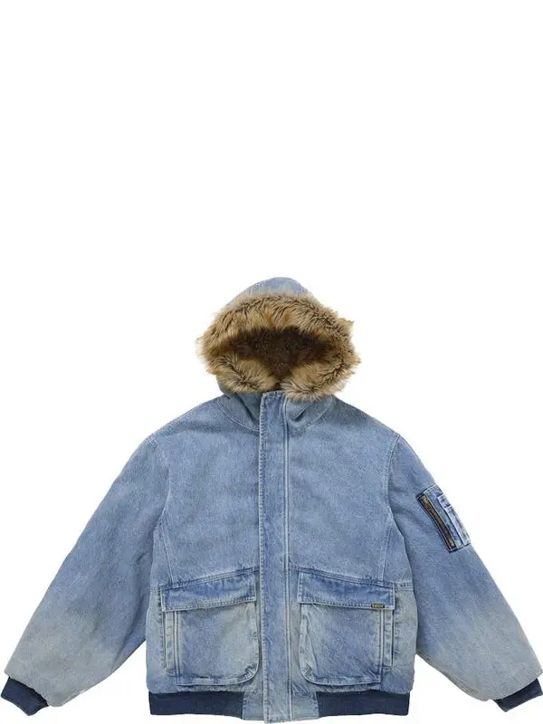 Supreme Reversible Faux Fur Hooded Work Jacket - Blue