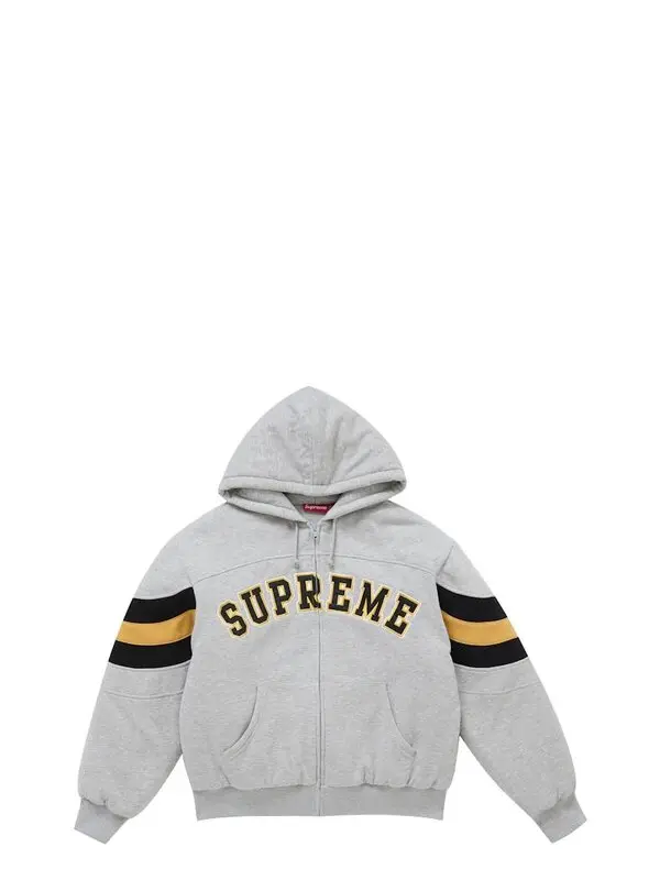 Supreme Filled Zip Up Hooded Sweatshirt - Heather Grey