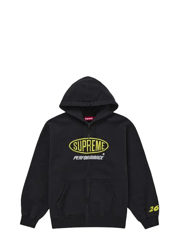 Supreme Performance Zip Up Hooded Sweatshirt - Black