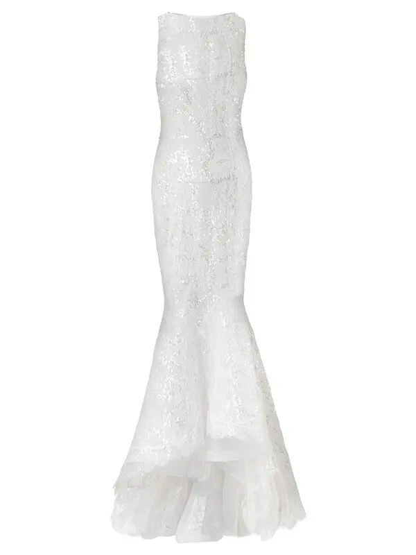 LA FUORI Crescent Moonveil Strapless Midi Dress - White
