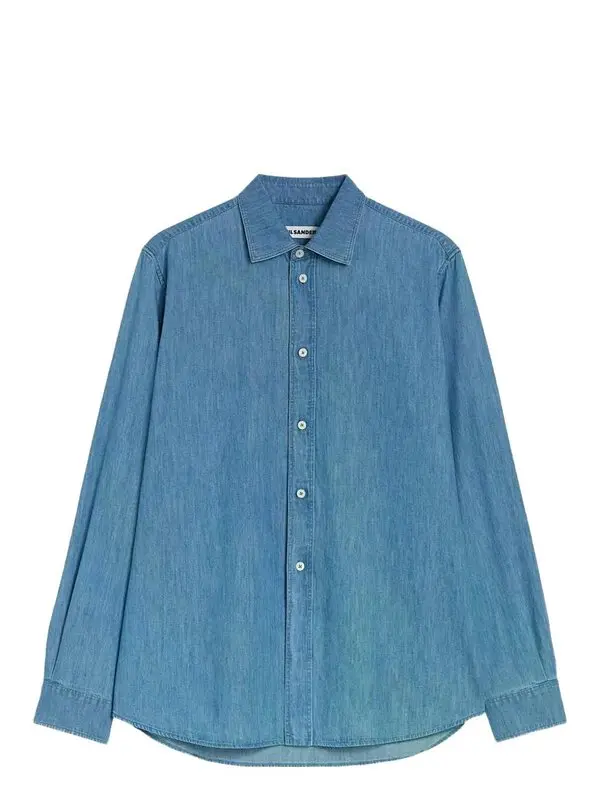JIL SANDER Cotton Chambray Shirt - Blue