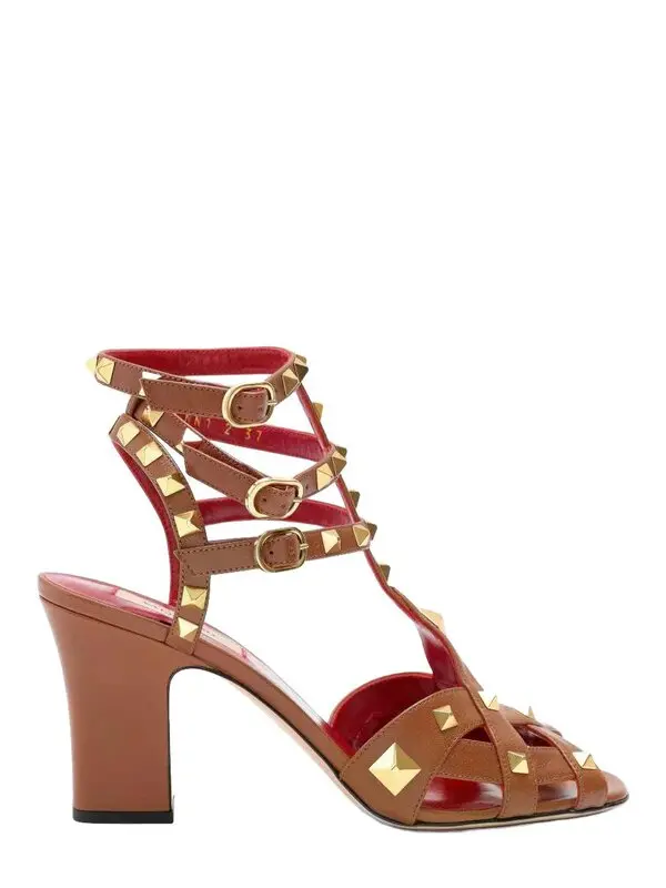 Valentino Garavani Studded Buckle Sandals - Brown