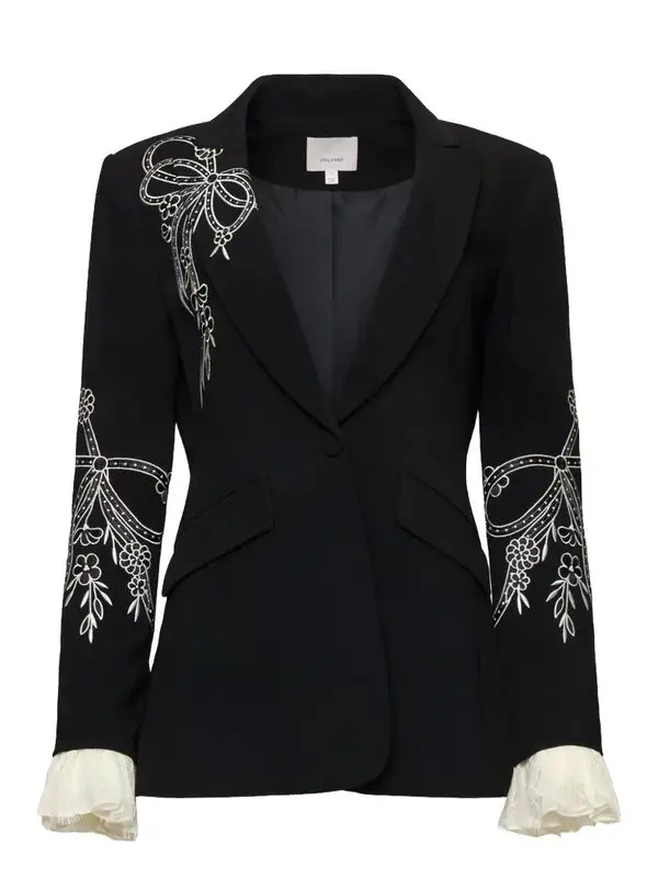 Cinq À Sept Cheyenne Cascading Ribbon Blazer - Black