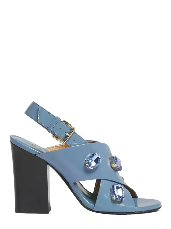 Marni Criss-cross Crystal Leather Sandals - Blue