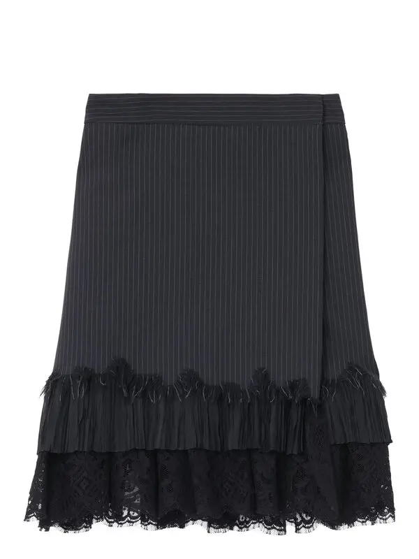 Alexander McQueen Pinstriped Wrap Mini Skirt - Navy