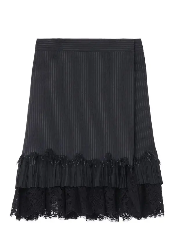 Alexander McQueen Pinstriped Wrap Mini Skirt - Navy