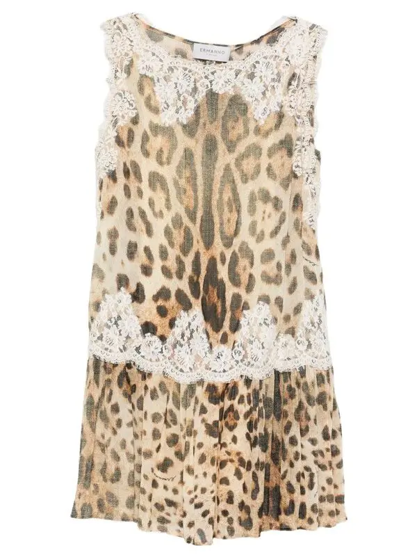 Ermanno Scervino Leopard Print Mini Dress - Brown