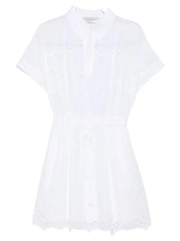 Ermanno Scervino Embroidered Cotton Shirtdress - White